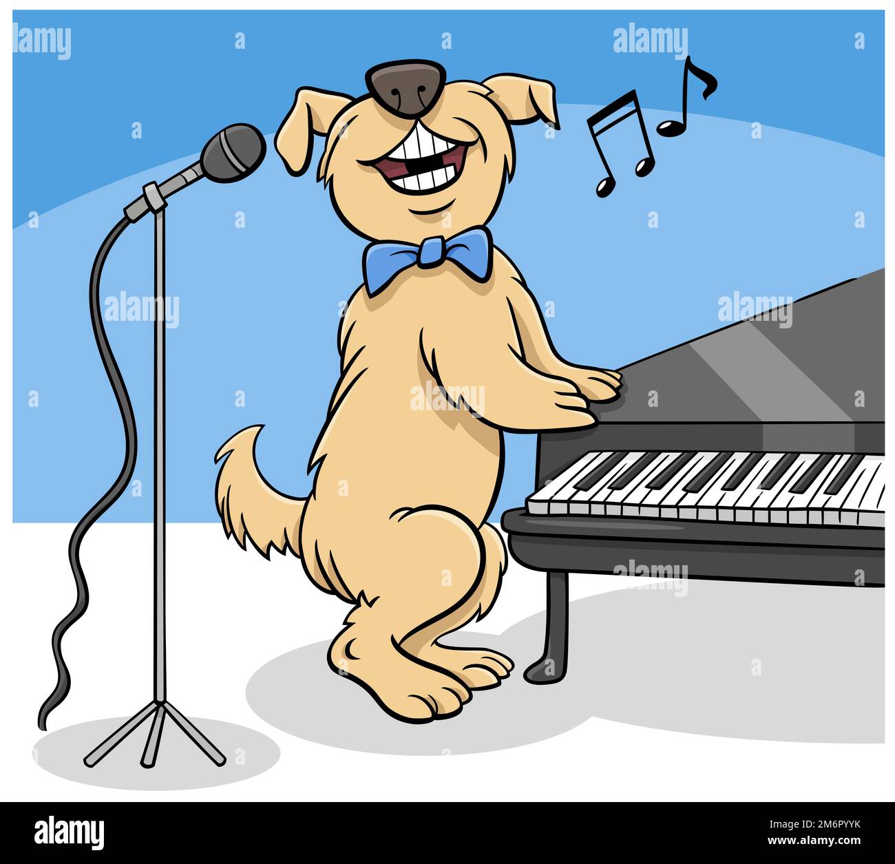 Cartoon dog comic animal character singing at the piano Stock Photo - Alamy