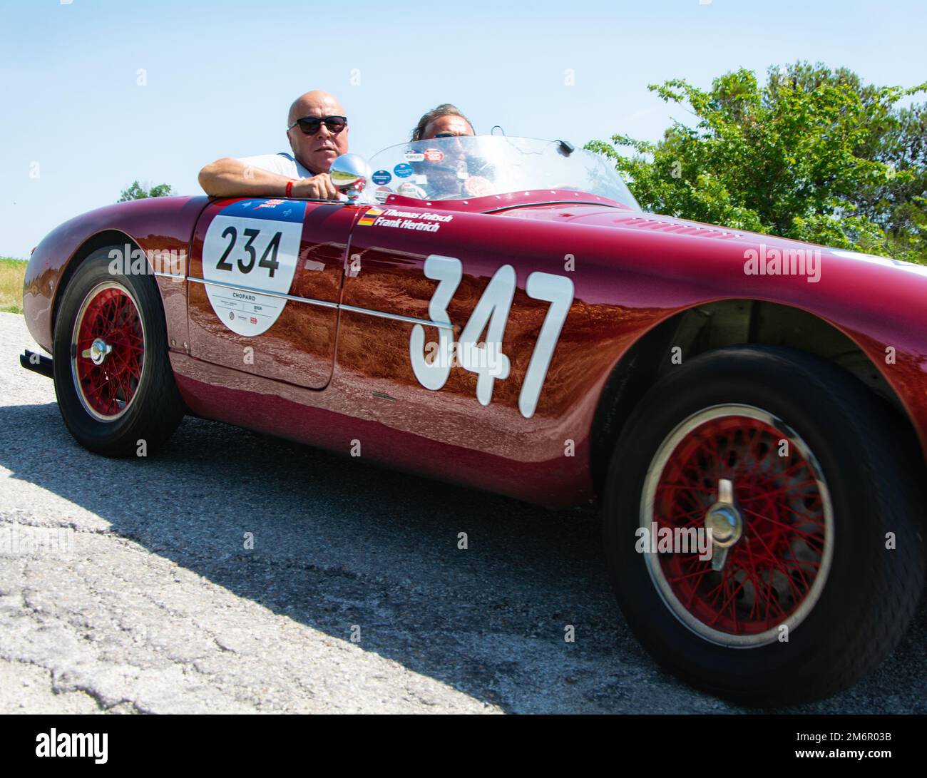 ERMINI GILCO 1100 MOTTO 1952 on an old racing car in rally Mille Miglia ...
