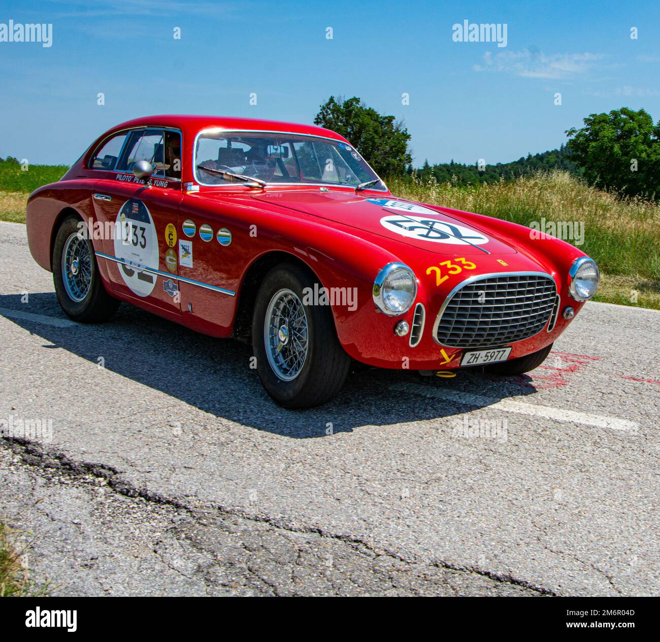 FERRARI 195 INTER COUPE GHIA 1951 on an old racing car in rally Mille ...