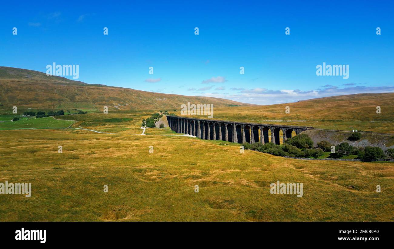 Beautiful Ribble Valley at Yorkshire Dales National Park - aerial view ...