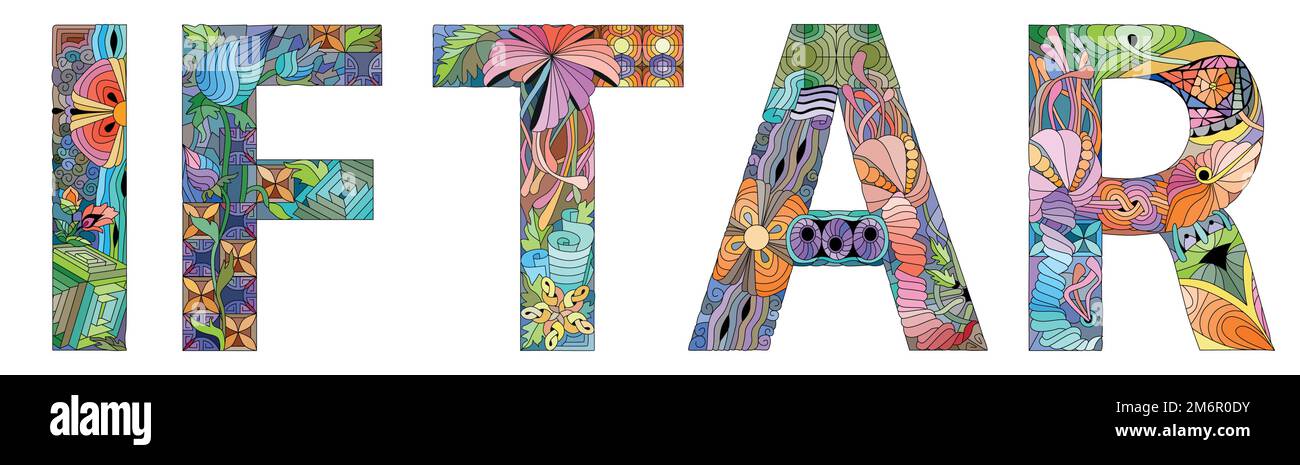 Hand-painted art design. Hand drawn illustration word IFTAR for t-shirt ...