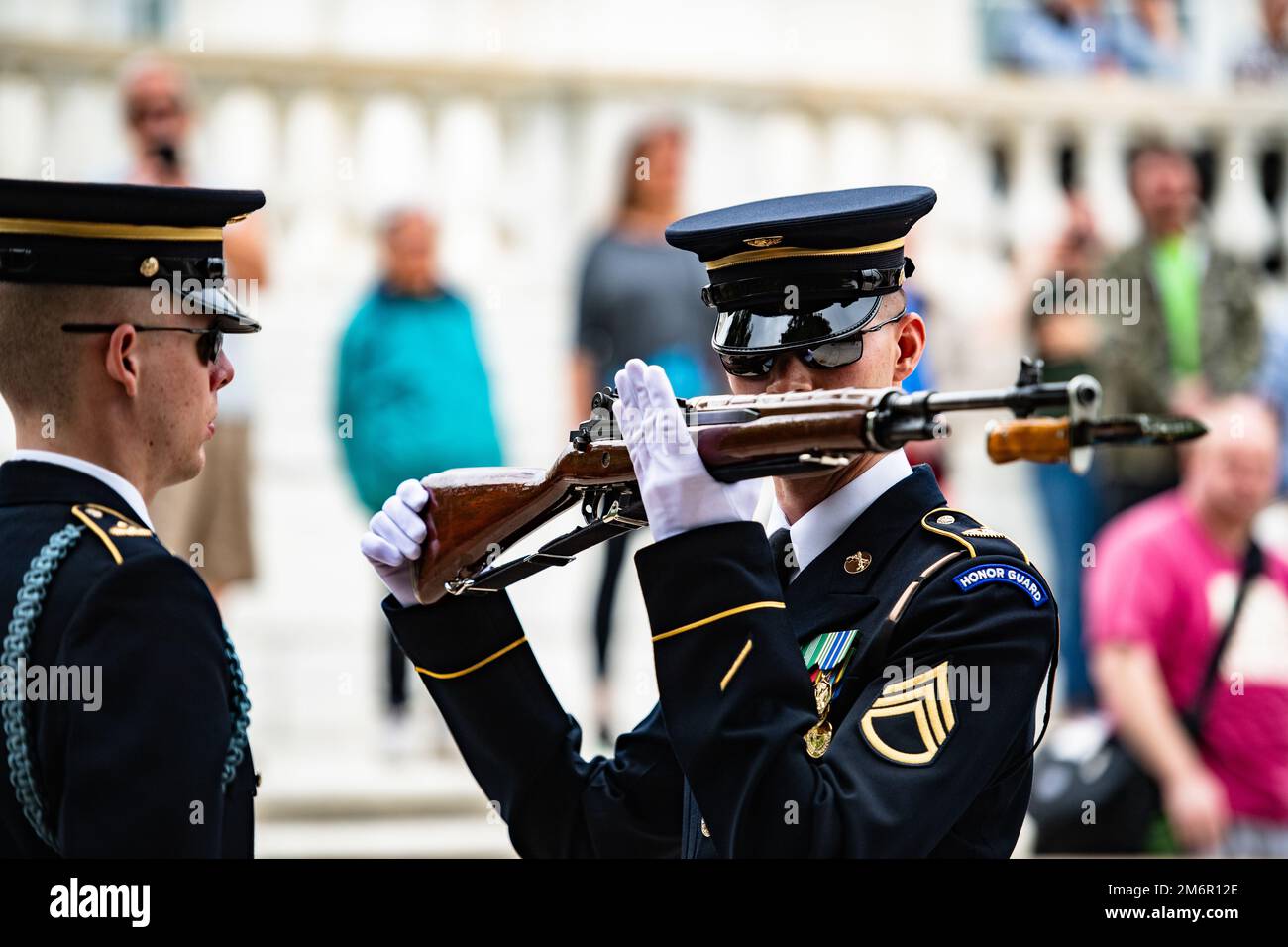Tomb guards from the 3d U.S. Infantry Regiment perform the Changing of ...