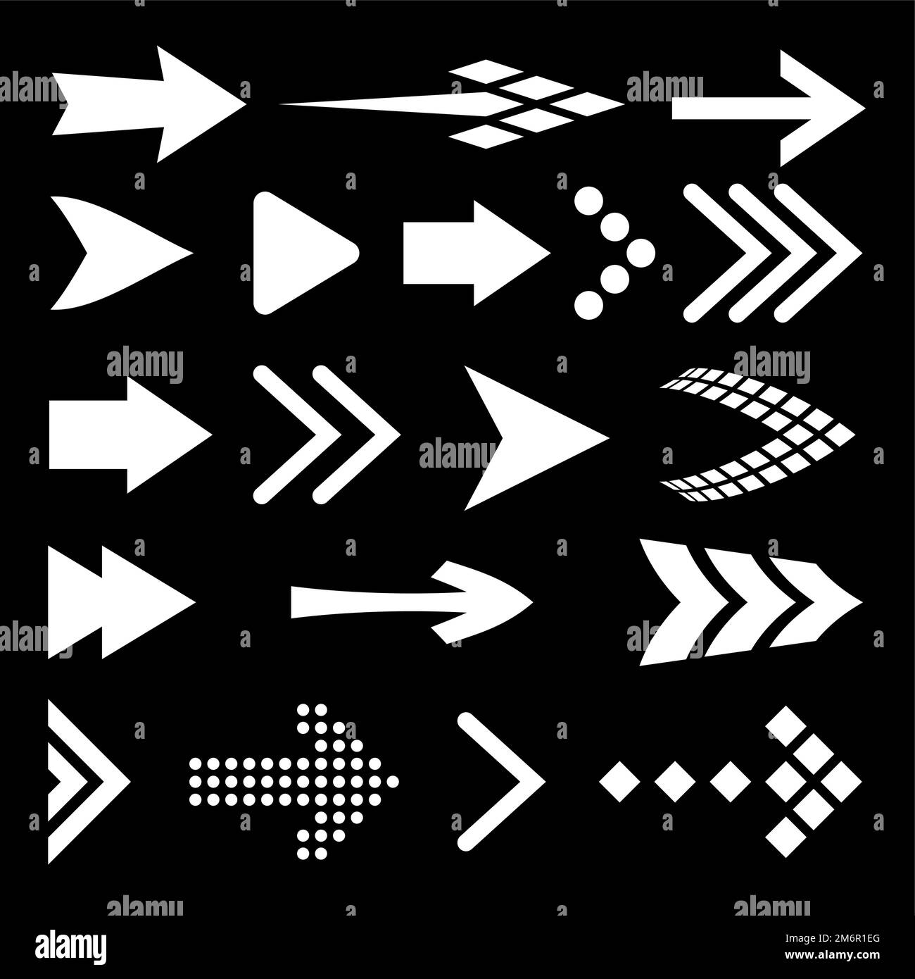 Icon Set Of Flat White Arrows Isolated Icon Set Collection For Back And Next User Interface