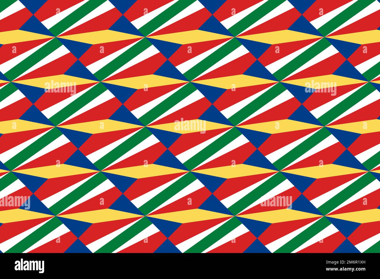 Geometric pattern in the colors of the national flag of Seychelles. The ...
