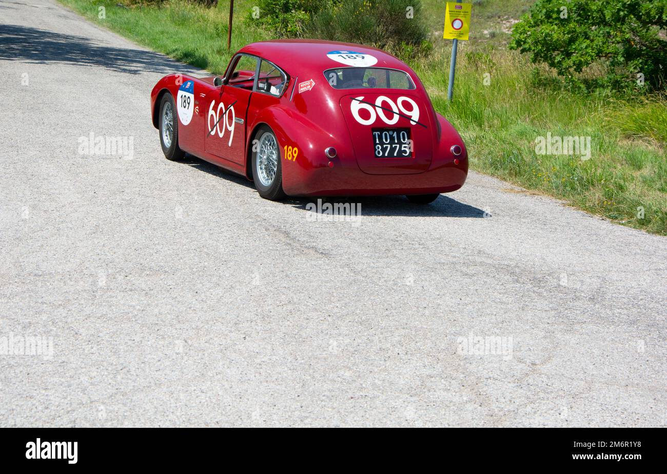 ERMINI 1100 BERLINETTA MOTTO 1950 on an old racing car in rally Mille ...