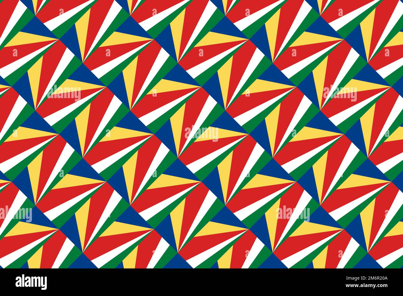 Geometric pattern in the colors of the national flag of Seychelles. The ...