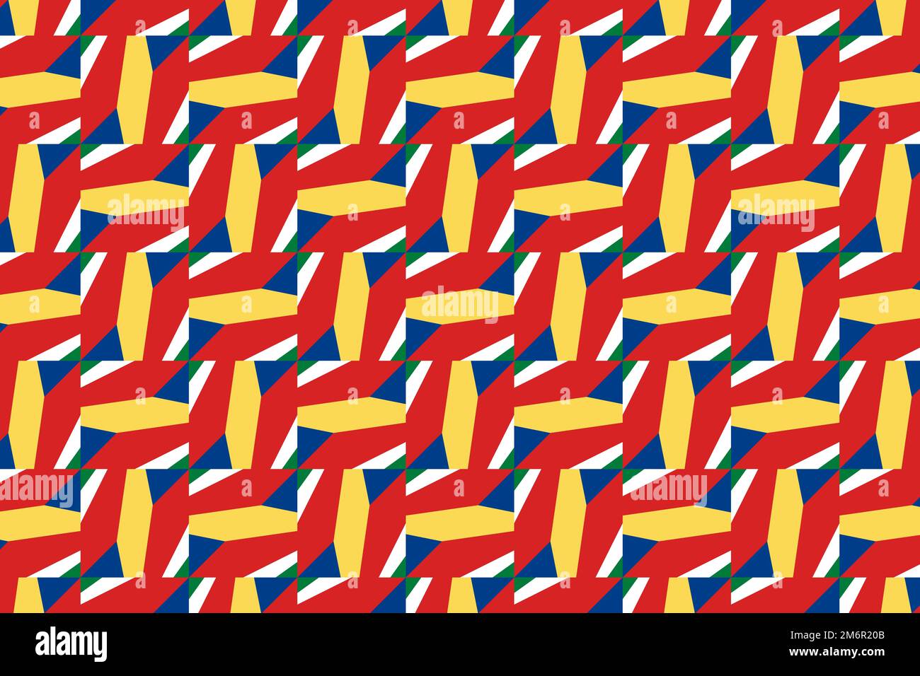 Geometric pattern in the colors of the national flag of Seychelles. The ...