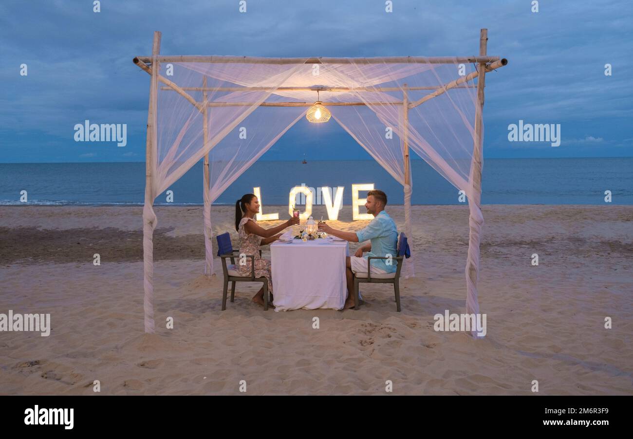 Romantic Candle Light Dinner On The Beach
