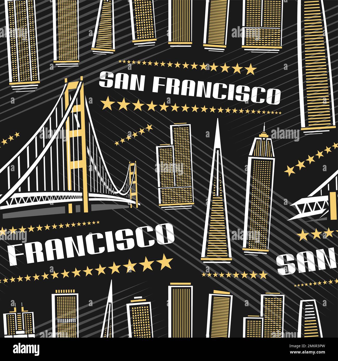 Vector San Francisco Seamless Pattern, repeating background with ...