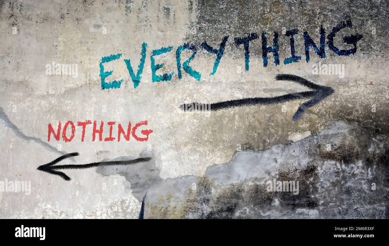 Street Sign Everything versus Nothing Stock Photo - Alamy