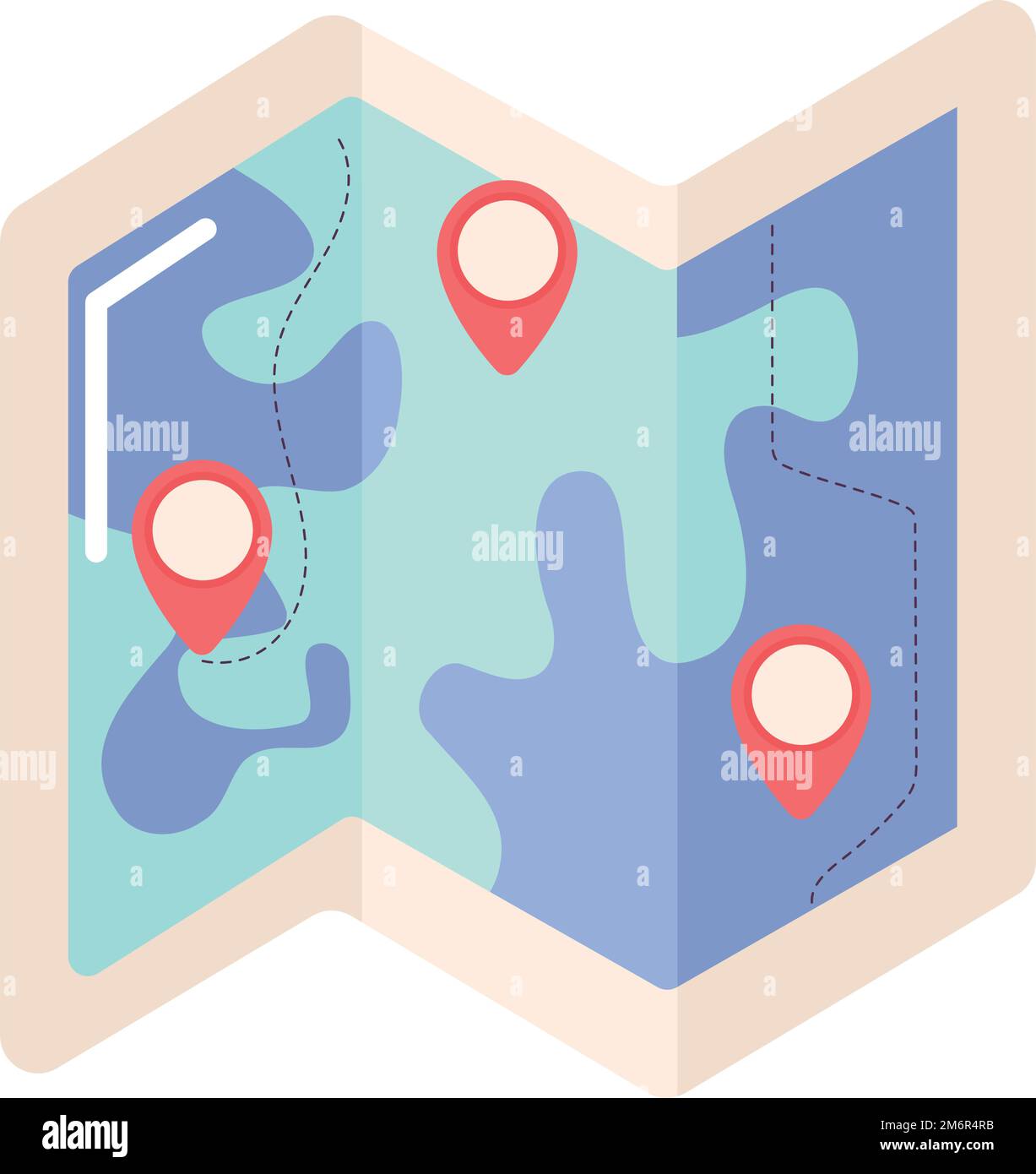 fold map with locations pins Stock Vector Image & Art - Alamy