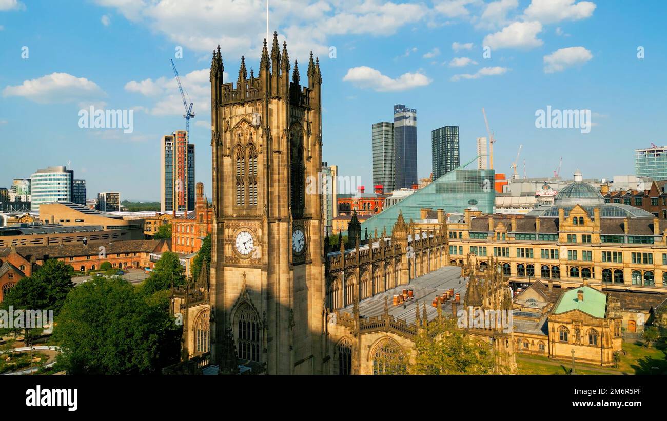 Manchester Cathedral - aerial view - travel photography Stock Photo - Alamy