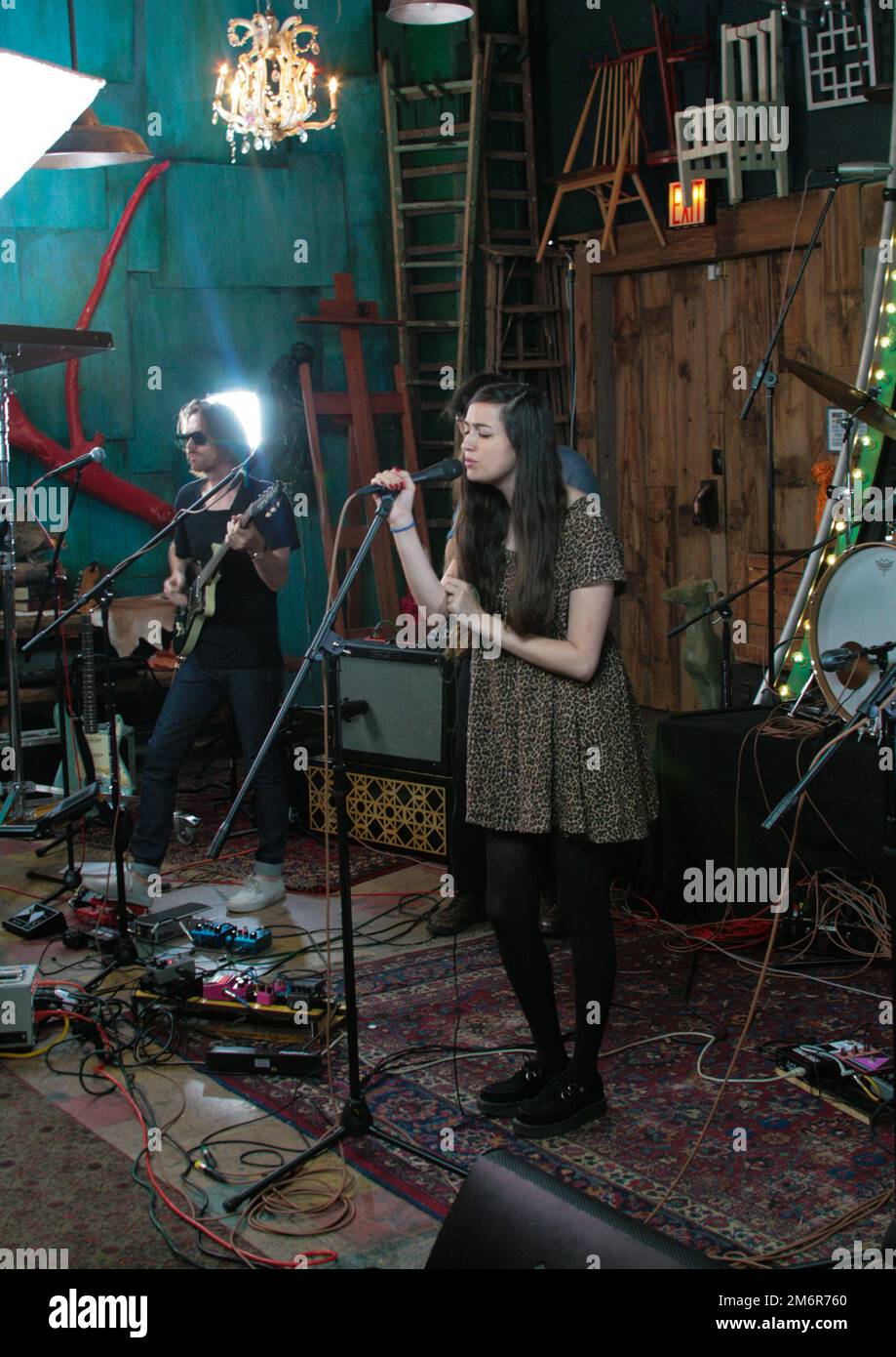 Cults - Madeline Follin and Brian Oblivion film a session in Brooklyn ...