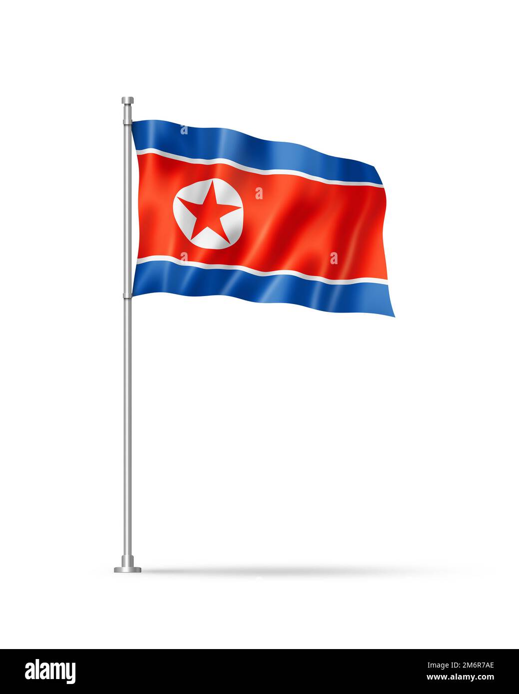 North Korean flag isolated on white Stock Photo - Alamy