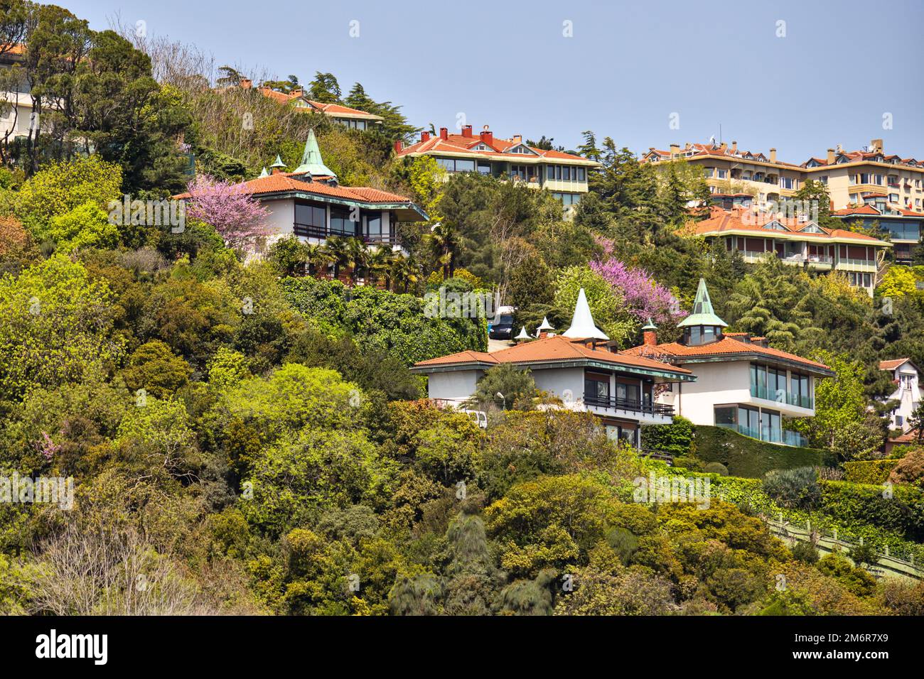 Turkish architecture on beautiful sea side villas placed on Bosphorus ...