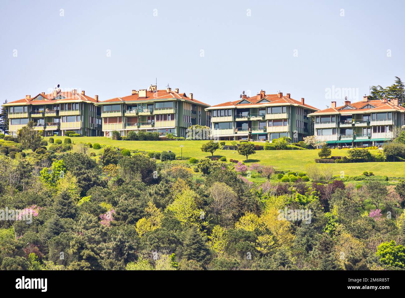 Turkish architecture on beautiful sea side villas placed on Bosphorus ...