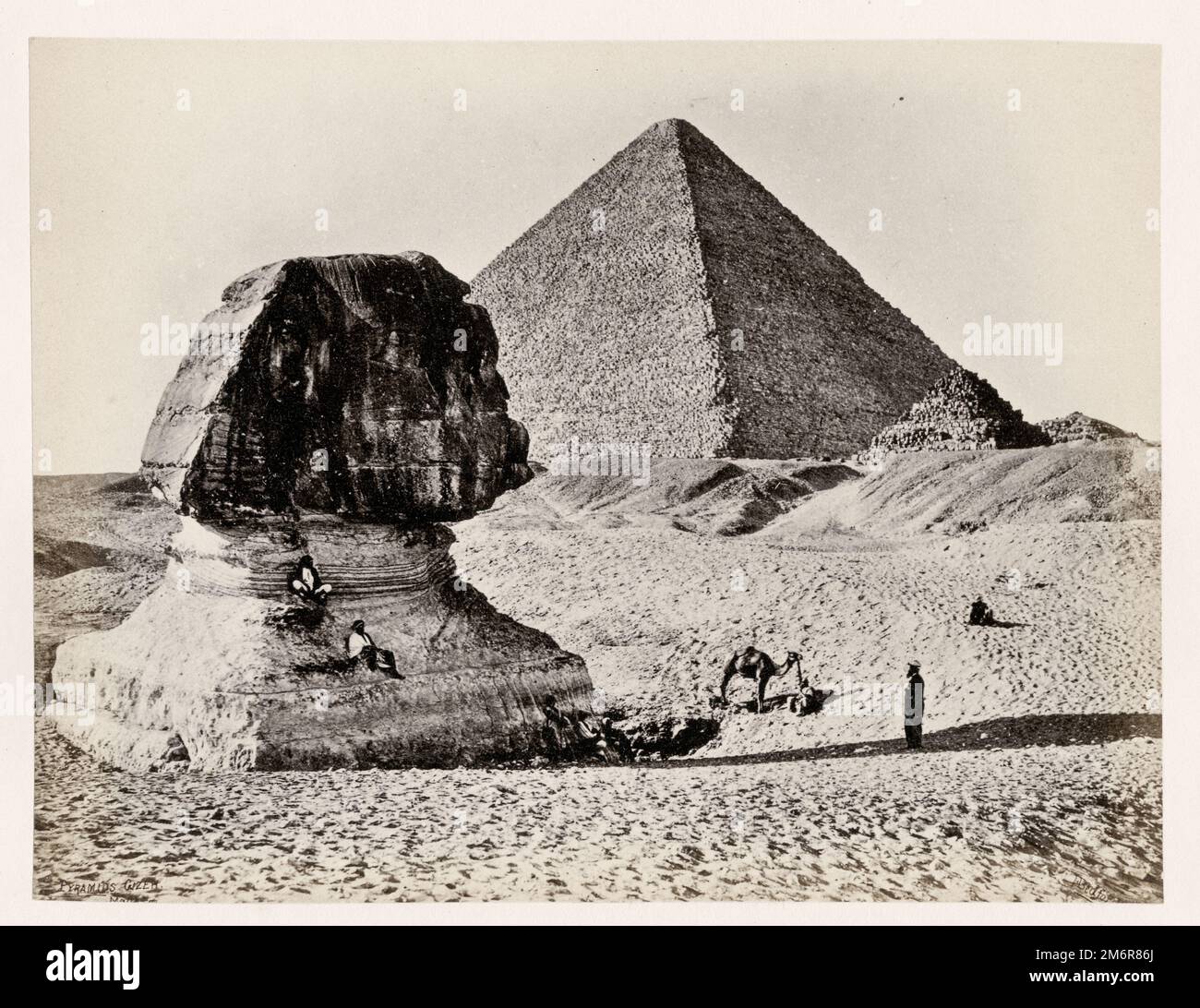 19th century vintage photograph: Sphinx and Great Pyramid, Egypt, 1860 ...