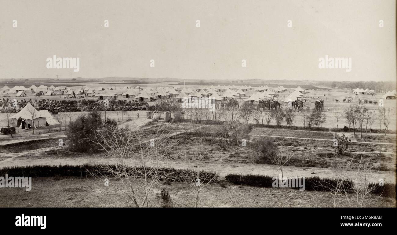 19th century vintage photograph: British Army camp, Cheshire Regt ...