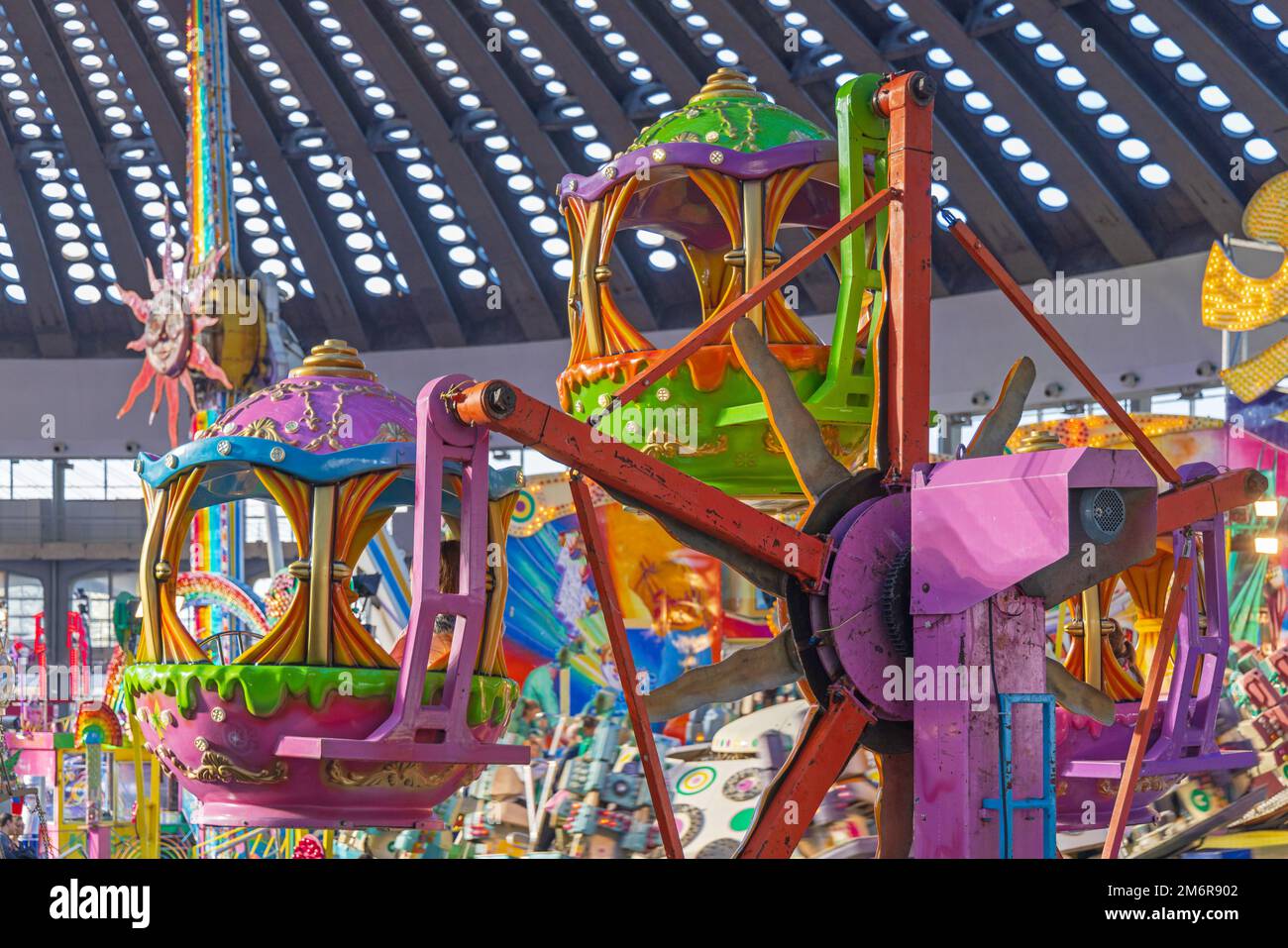 Kids Ferris Wheel Family Ride at Winter Fairground in Hall Stock Photo ...