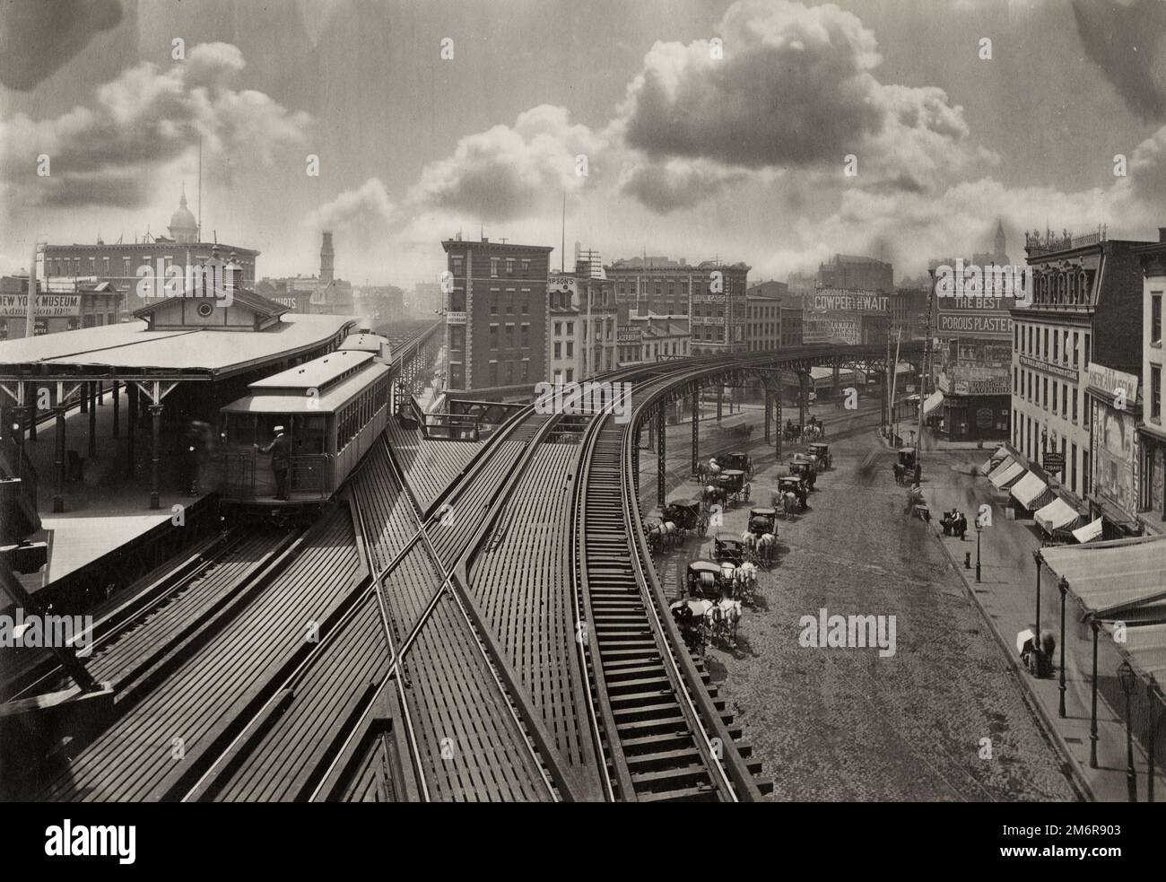 19th century vintage photograph: Elevated railroad station, Chatham ...