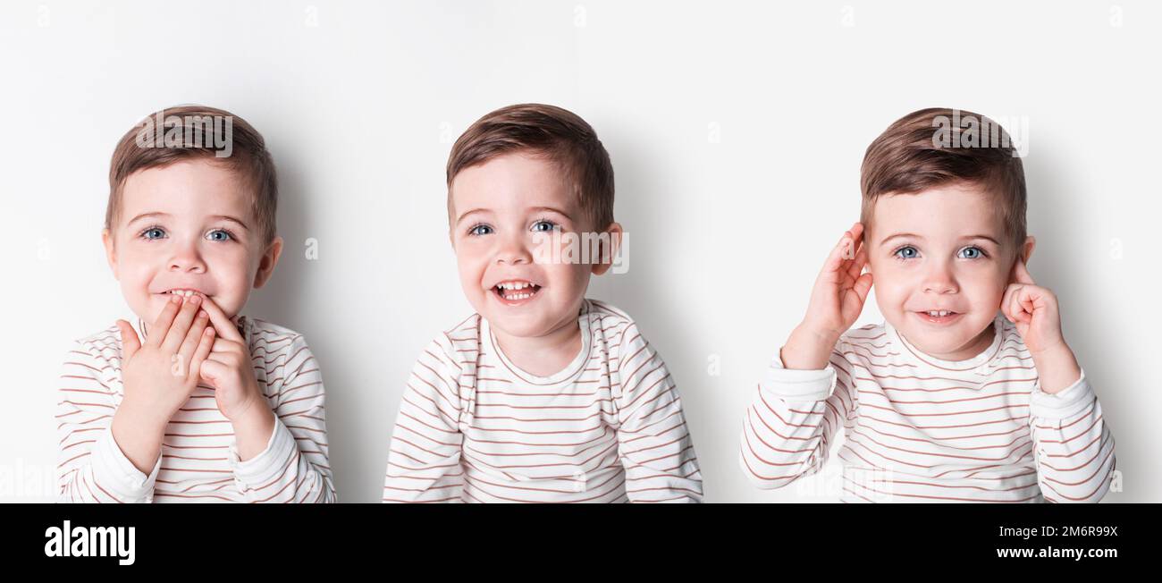 Beautiful invitation with happy toddler boy laugh. Healthy lifestyle ...