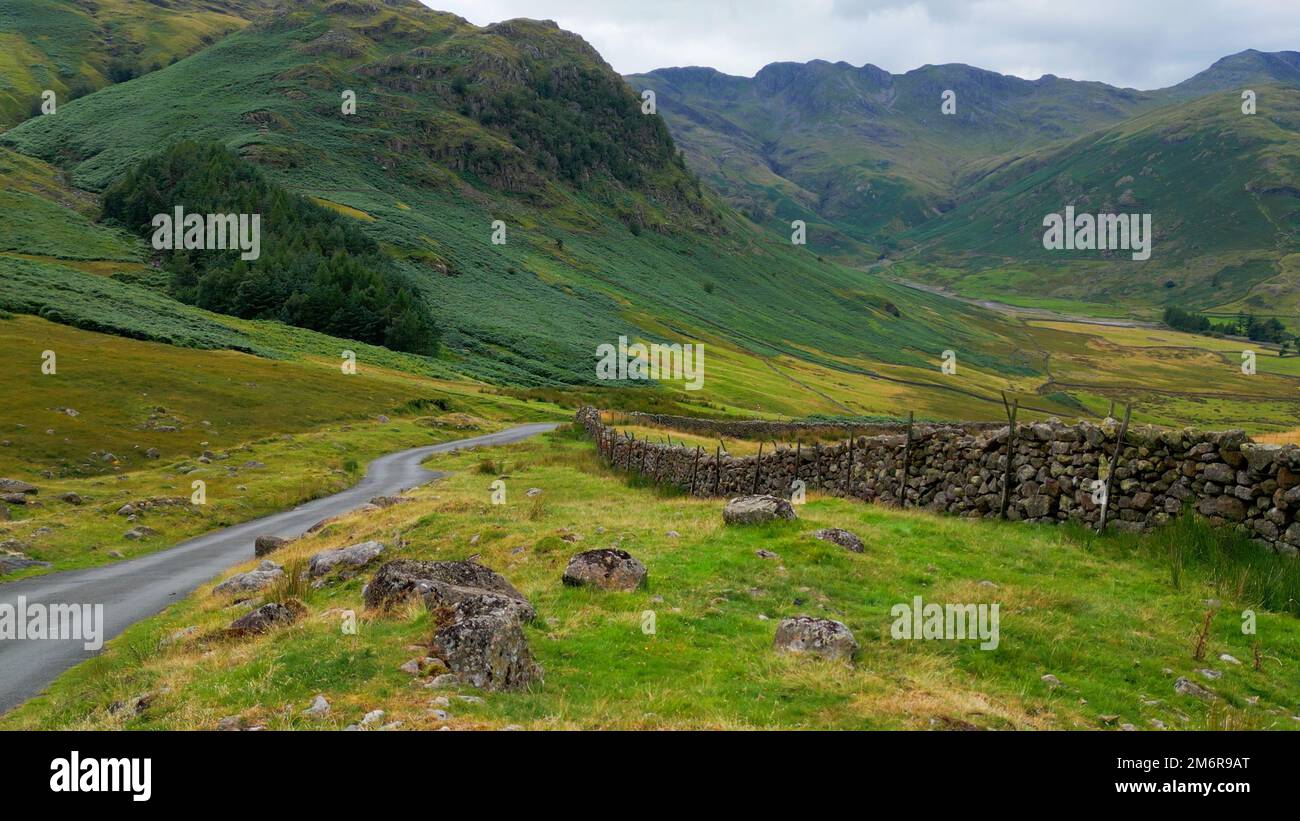 Hardknott Pass at the Lake District National Park - aerial view ...