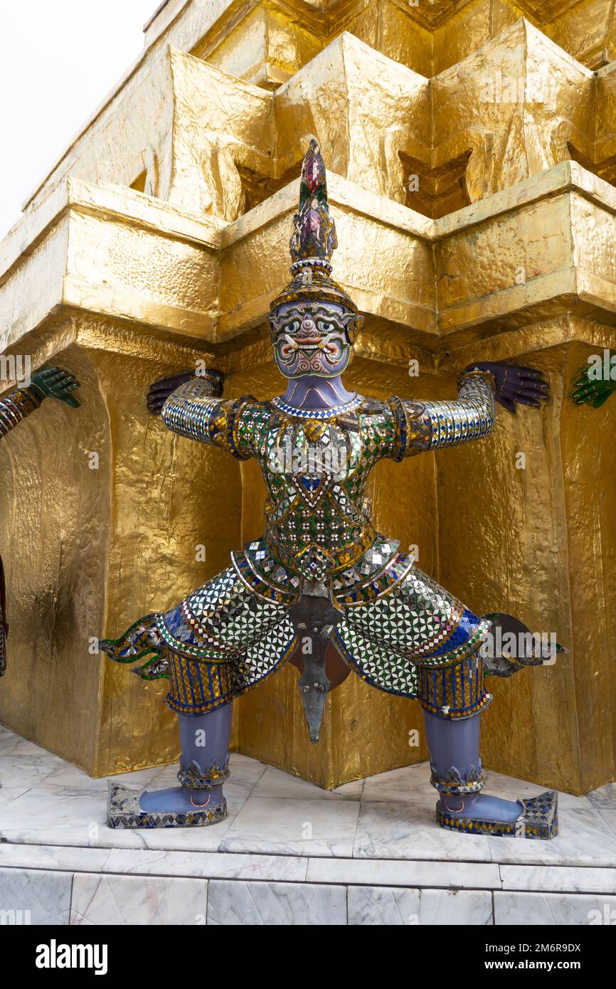 The Statues of demon guardians at Grand Palace in Bangkok, Thailand ...