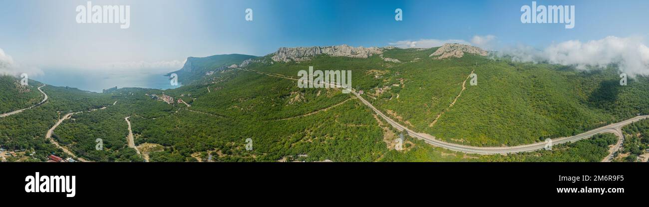 Crimea travel: high resolution panoramic view of seaside resort city ...