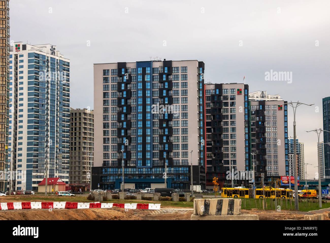Belarus, Minsk - 28 october, 2022: Modern houses in Minsk world in sunlight Stock Photo - Alamy