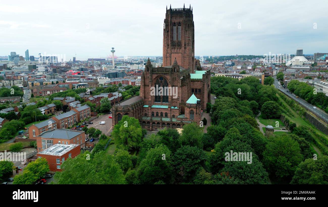 Liverpool Cathedral from above - aerial view - travel photography Stock ...
