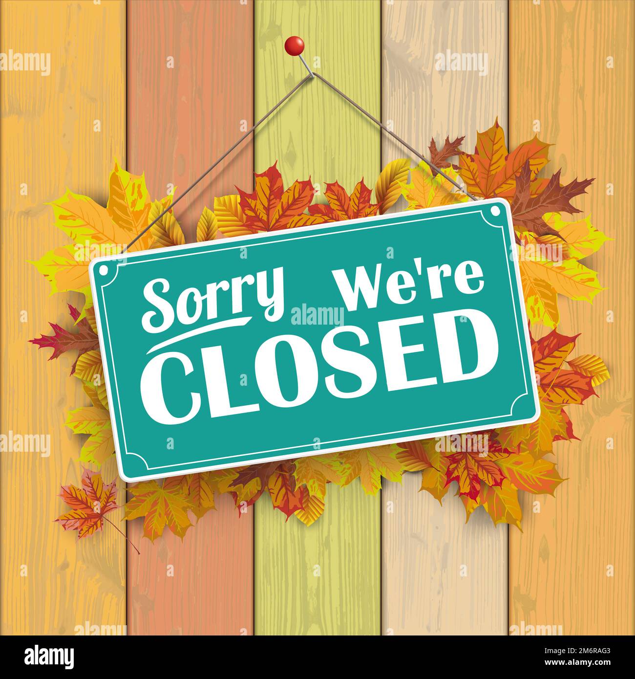 Autumn Sign Wooden Background Closed Stock Photo - Alamy