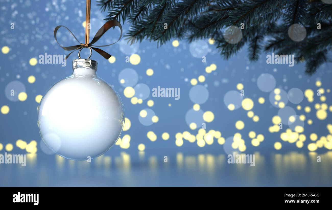 White Christmas Tree Bauble Bokeh Lights Stock Photo - Alamy