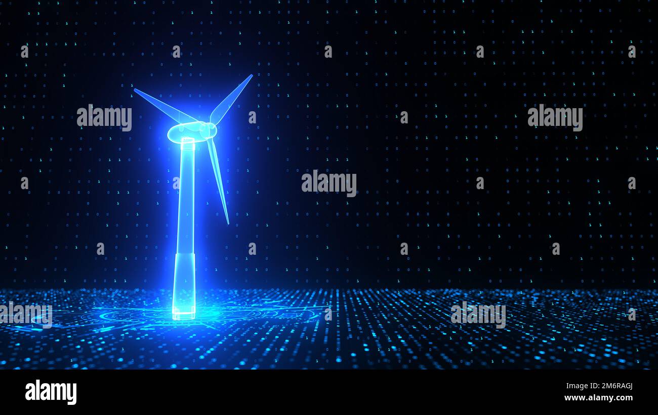 Digital Wind Turbine Hologram Stock Photo - Alamy