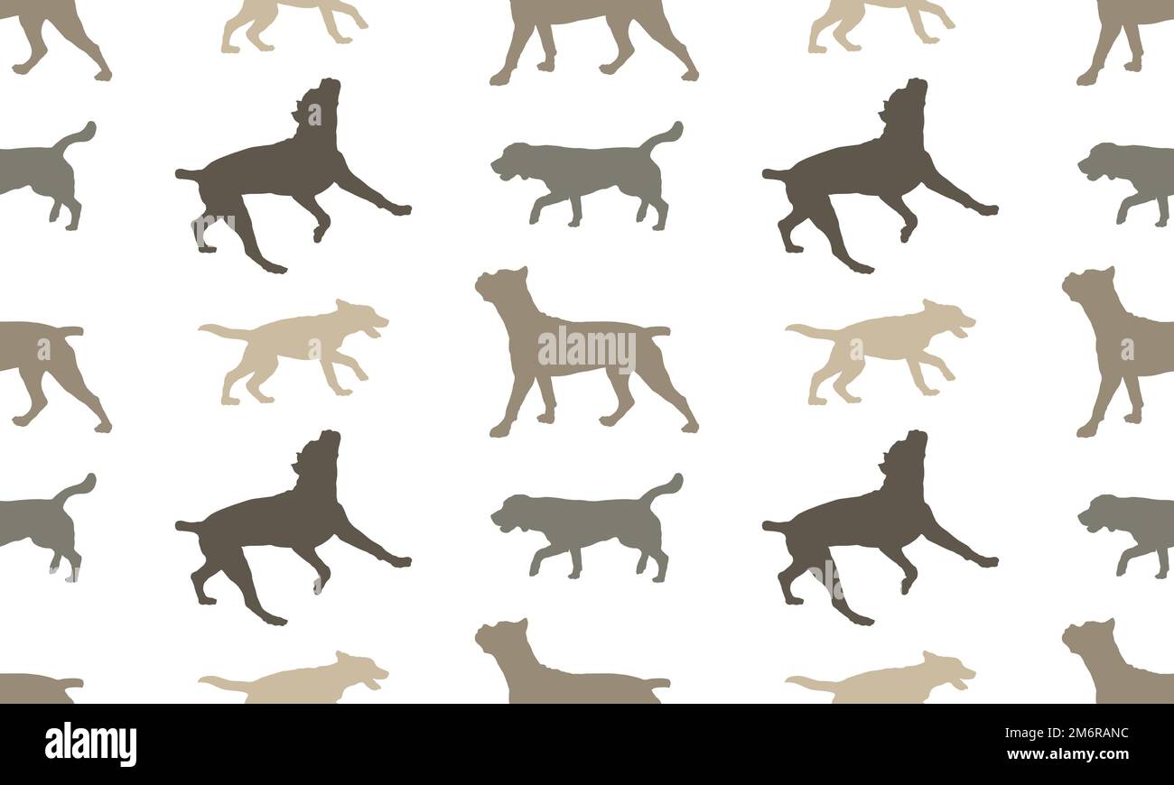 Seamless pattern. Silhouette of dogs different breeds isolated on a ...