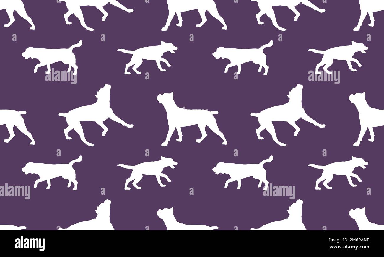Seamless pattern. Silhouette dogs different breeds in various poses ...