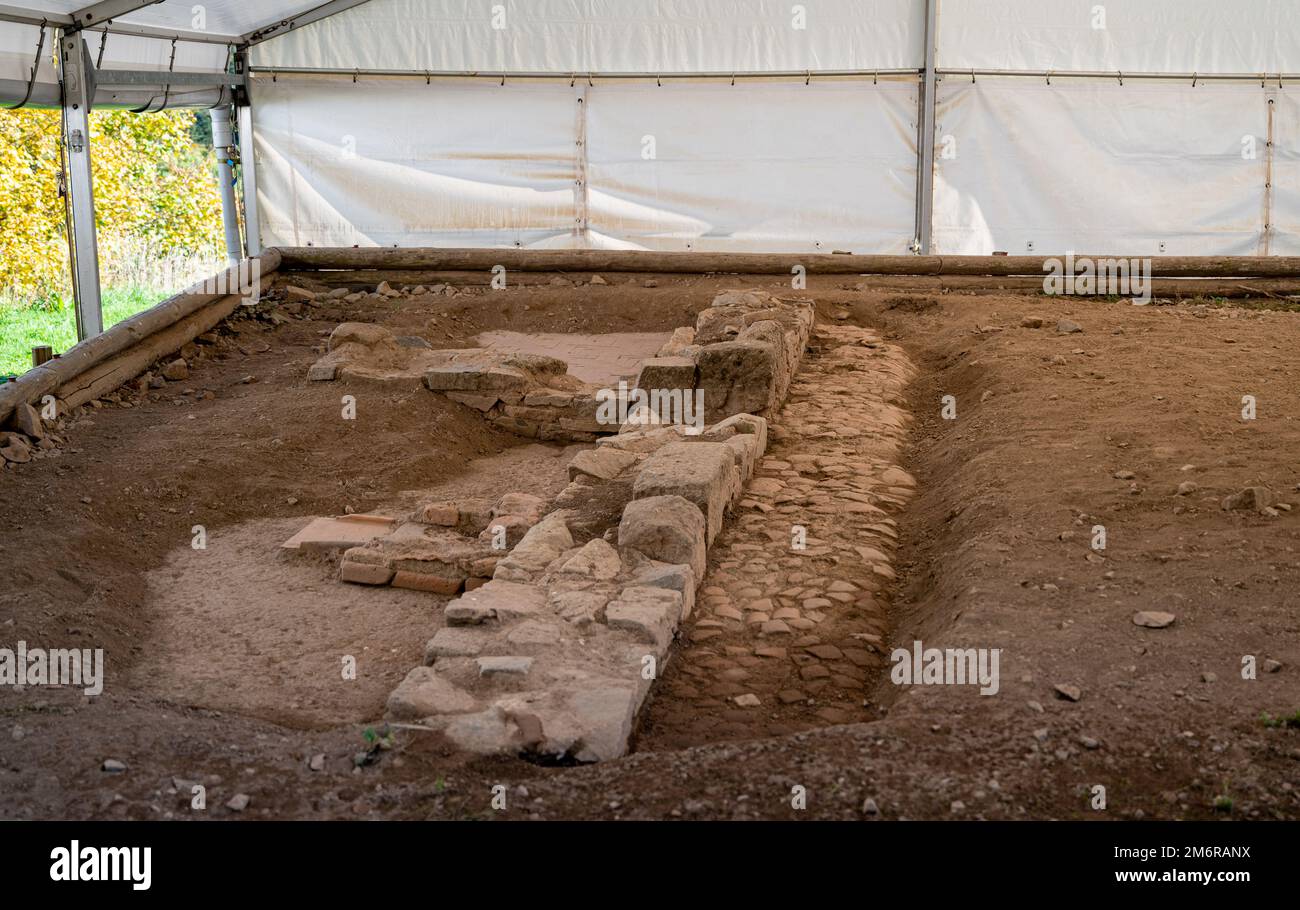 Bibracte Archaeological Center. Gallic archaeological ruins on Mount ...