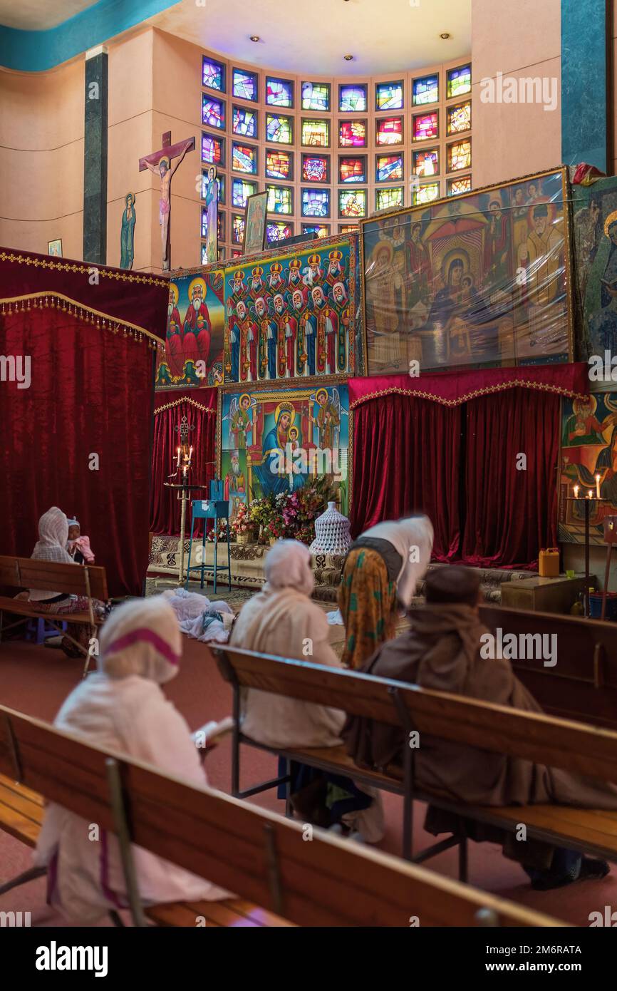 Interior of Debre Libanos, monastery in Ethiopia Stock Photo - Alamy