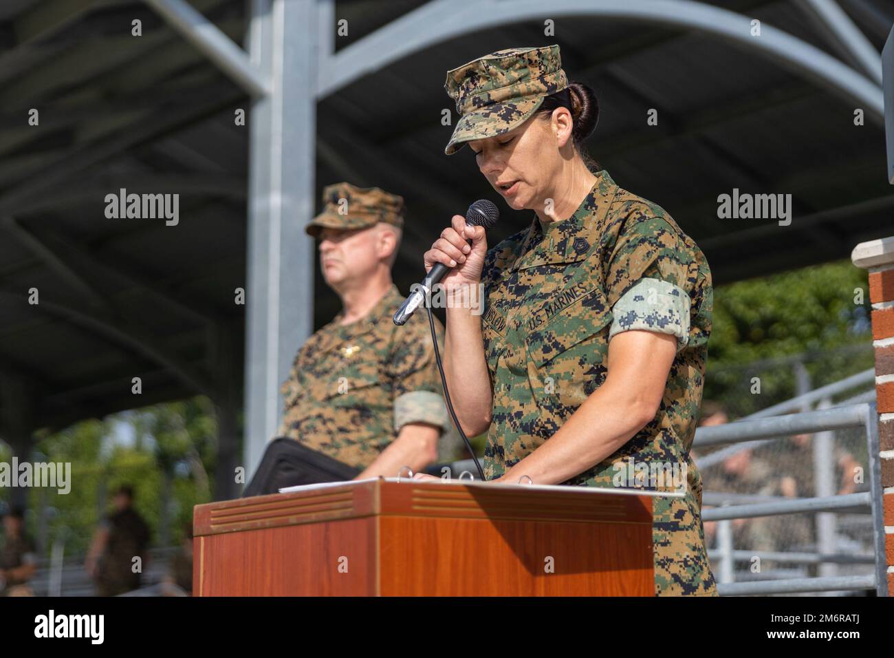 U.S. Marine Corps Master Sgt. Tasha Winslow, the administration chief ...