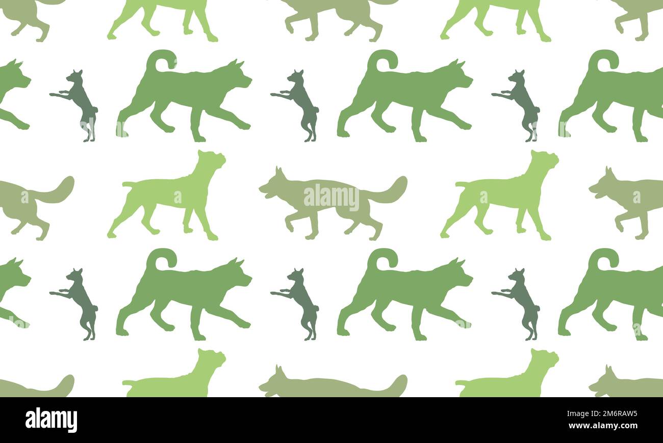 Dogs different colors isolated on a white background. Seamless pattern ...