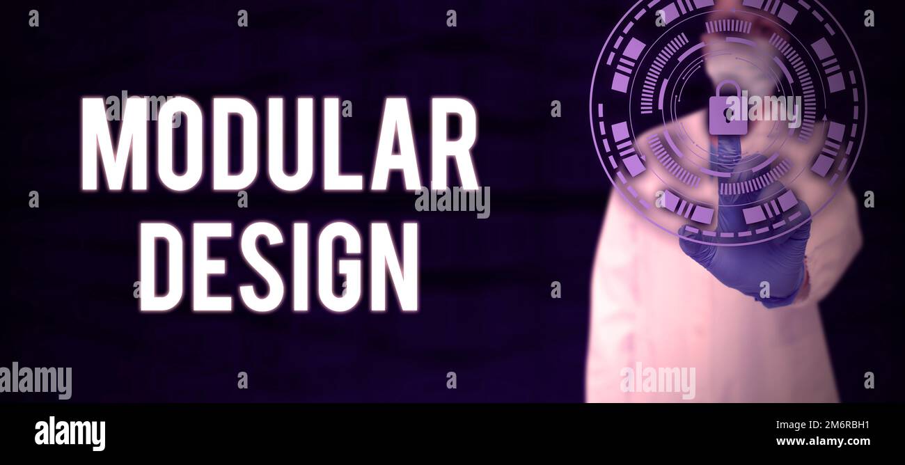 Hand writing sign Modular Design. Conceptual photo product designing to ...