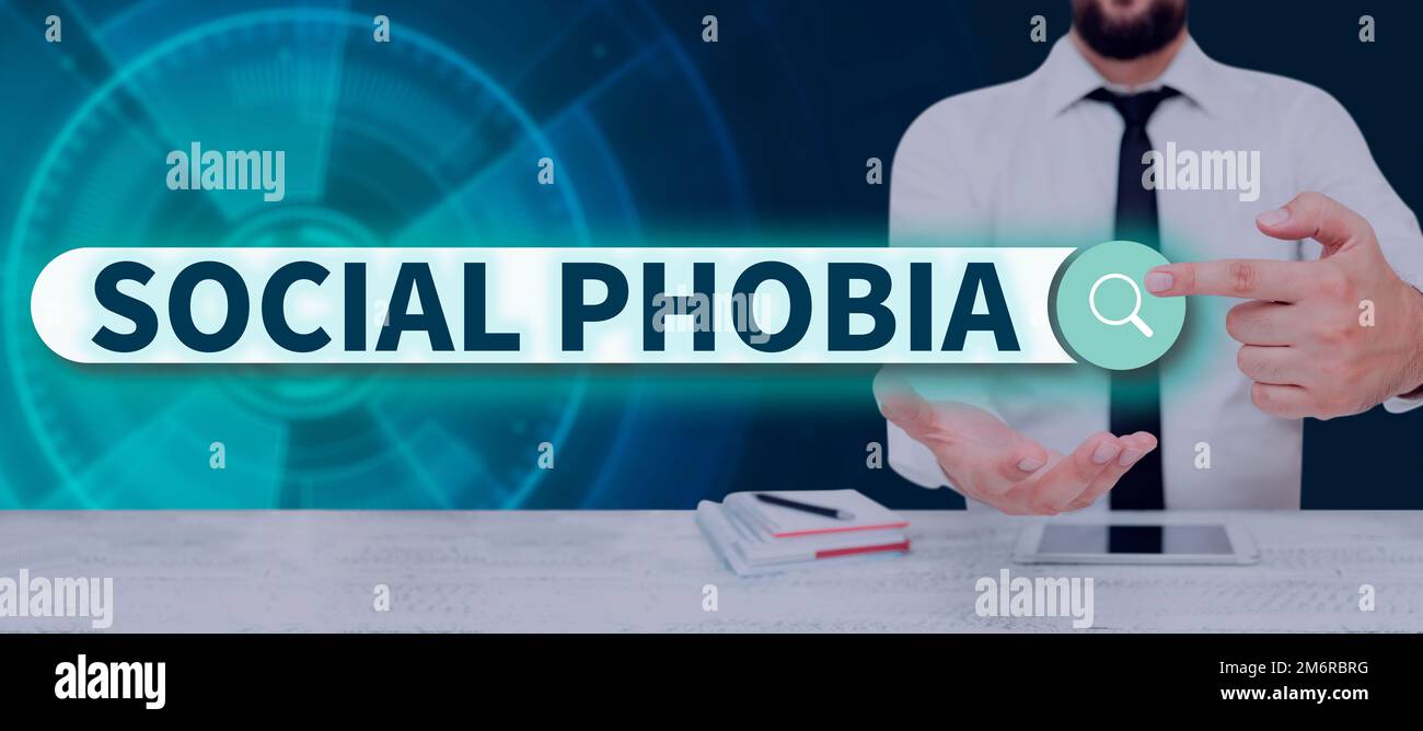 Writing displaying text Social Phobia. Business concept overwhelming ...
