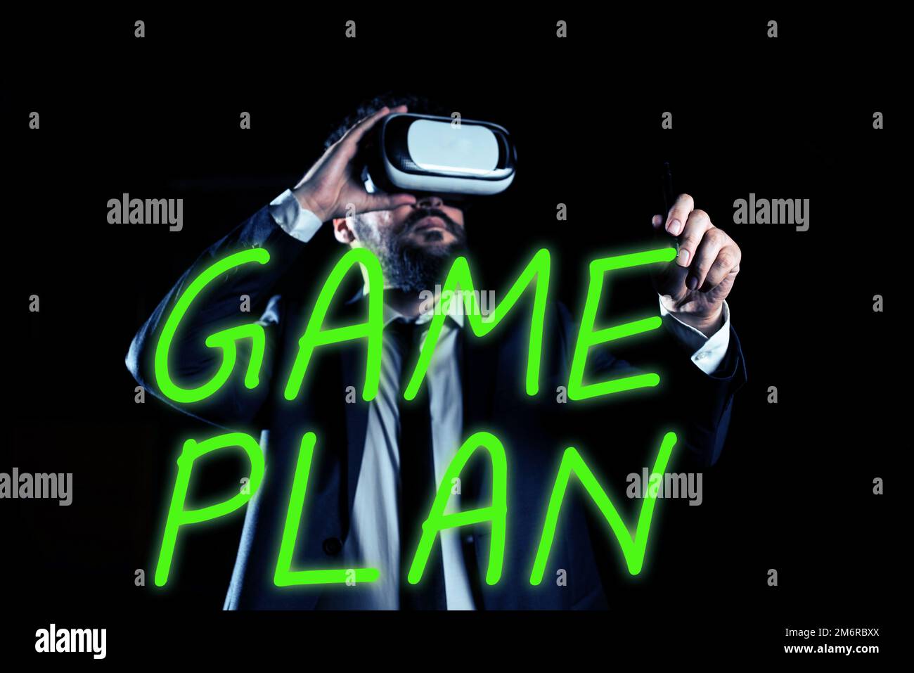 Text caption presenting Game Plan. Concept meaning strategy worked out ...