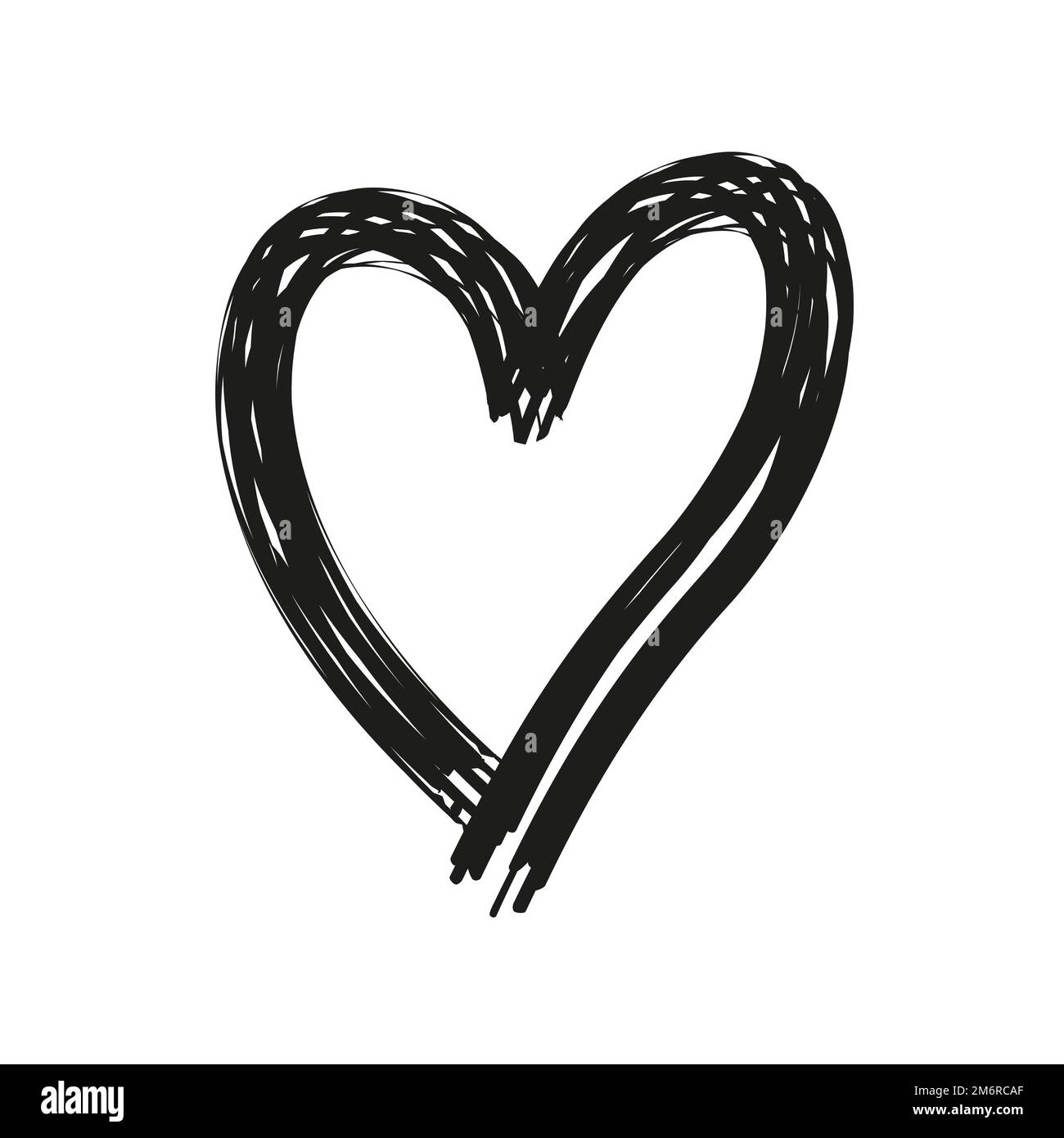 Brush stroke heart vector. Heart shape illustration. Hand drawn black ...
