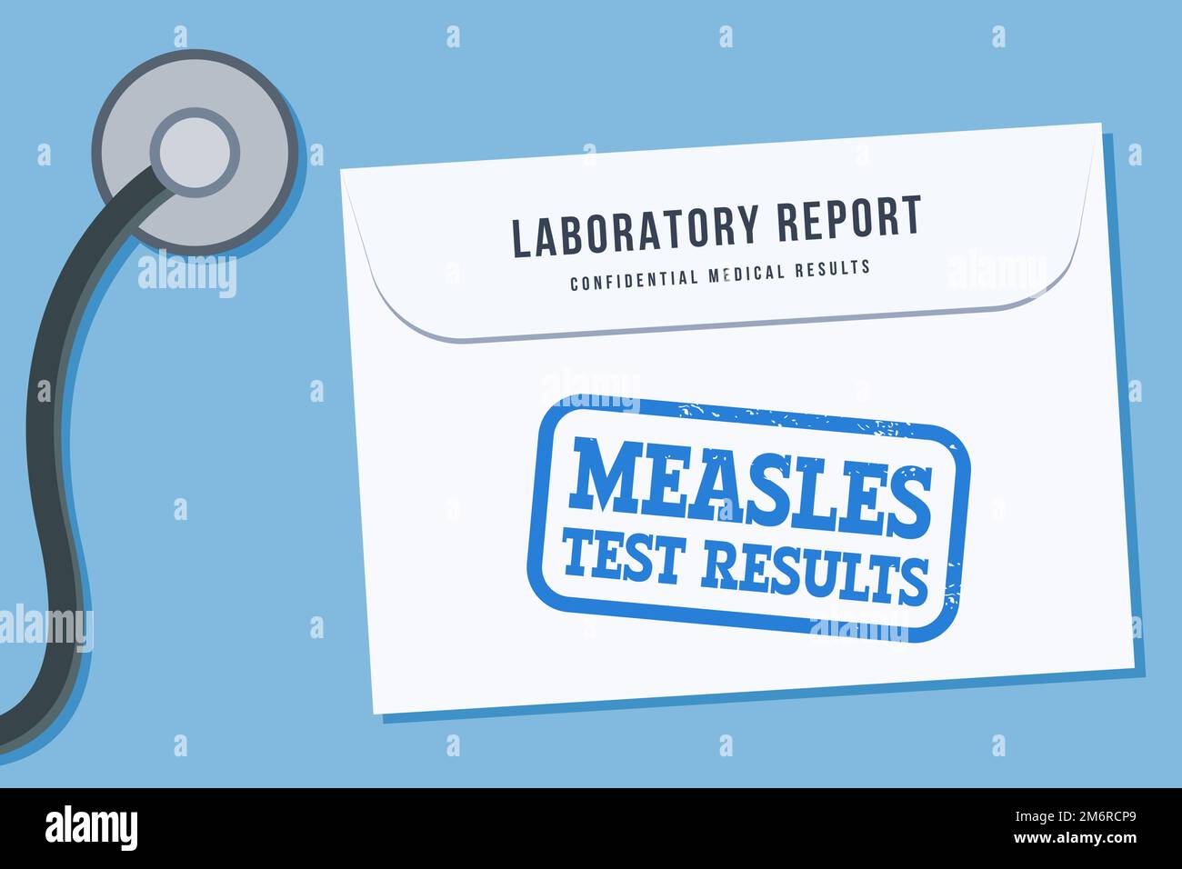 Measles test results envelope. Medical laboratory health screening ...