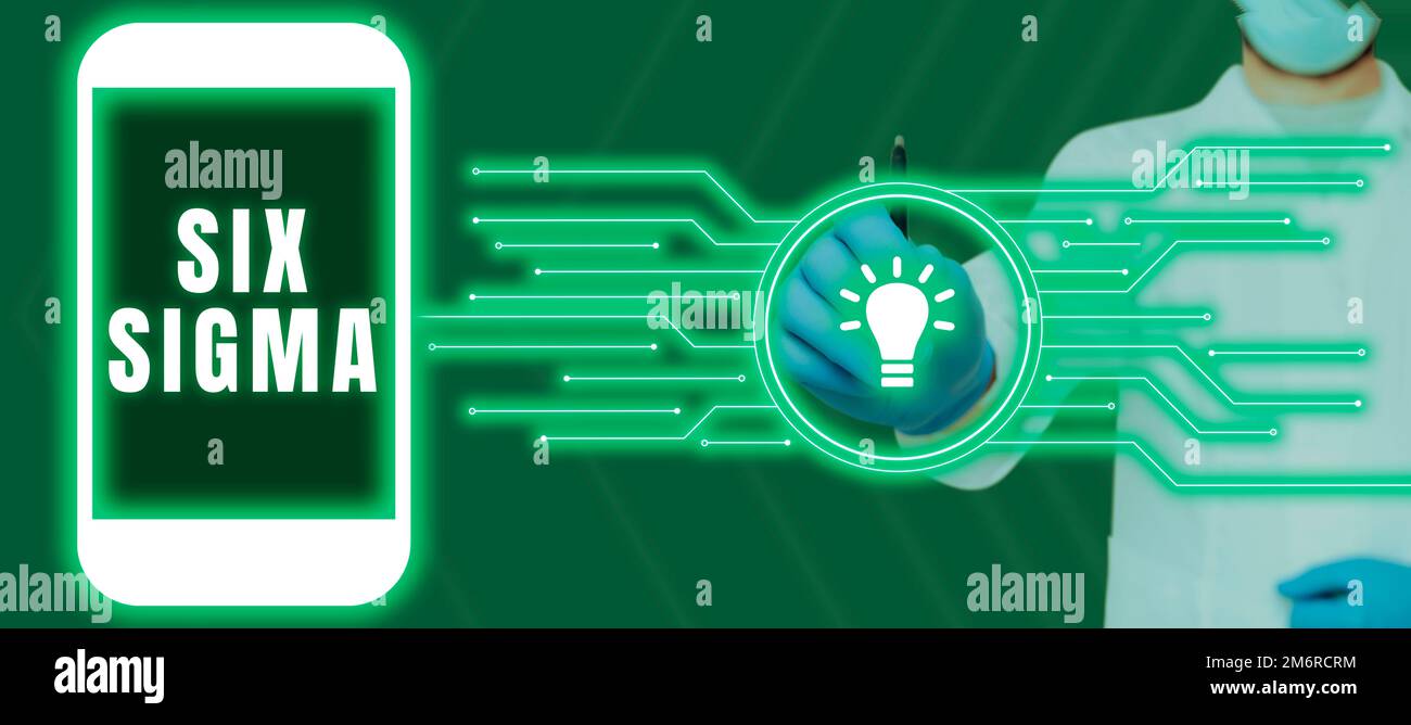 Text caption presenting Six Sigma. Internet Concept management ...