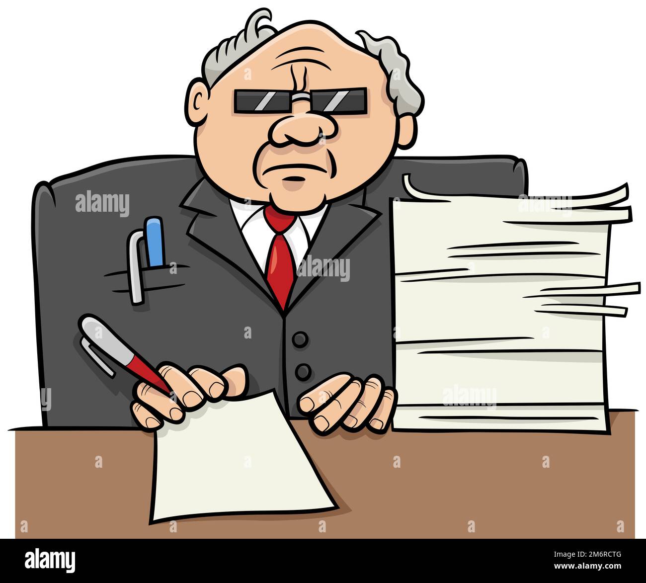 Boss or businessman at the desk cartoon illustration Stock Photo - Alamy