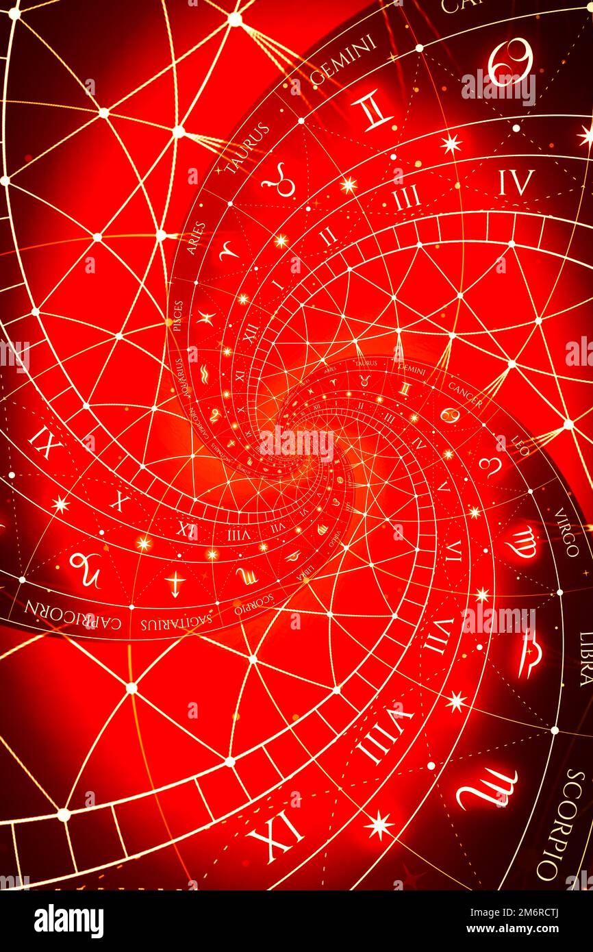 Zodiac Signs Horoscope background. Concept for fantasy and mystery ...
