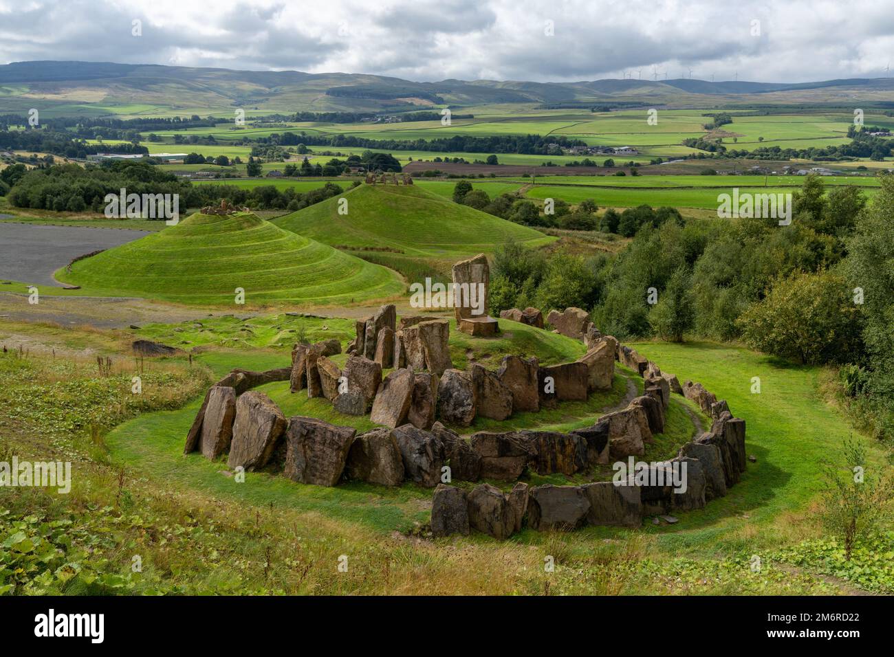 View of the multiverse stone circle and hill in the Crawick Multiverse ...