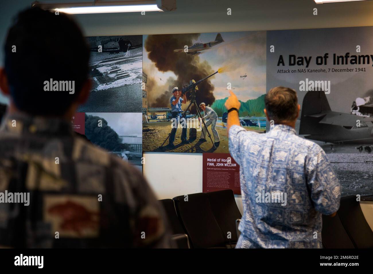 A memorial for John Finn is displayed during a tour for the Pacific ...
