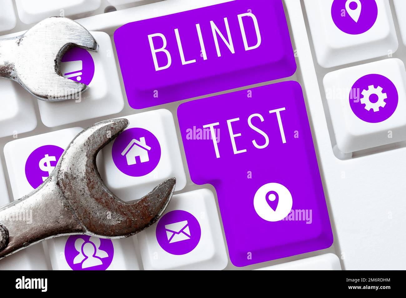 Text showing inspiration Blind Test. Business overview Social ...